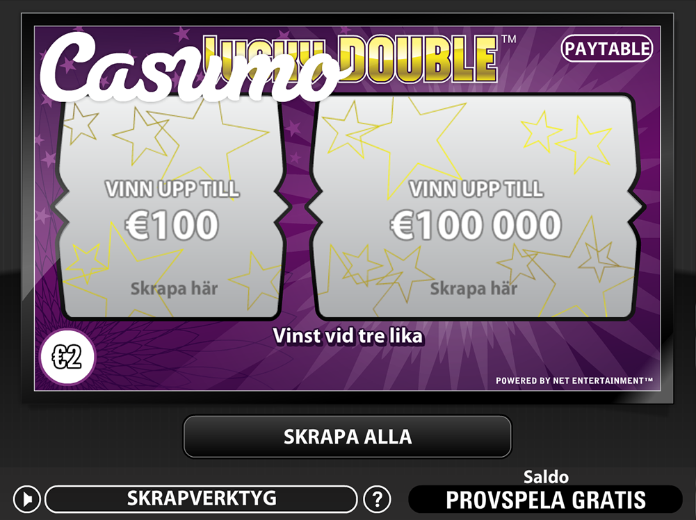 Play the lucky Double scratch card-claim the Casino Astoria bonus and win!